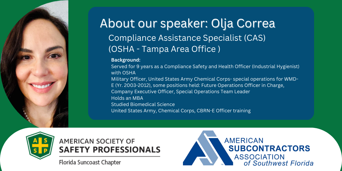 May OSHA Update with ASA – ASSP Florida Suncoast Chapter